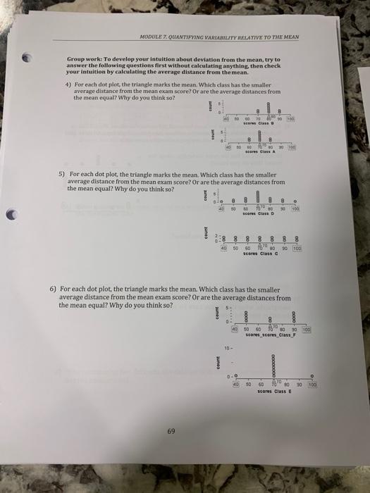 Solved MODULE 7. QUANTIFYING VARIABILITY RELATIVE TO THE | Chegg.com
