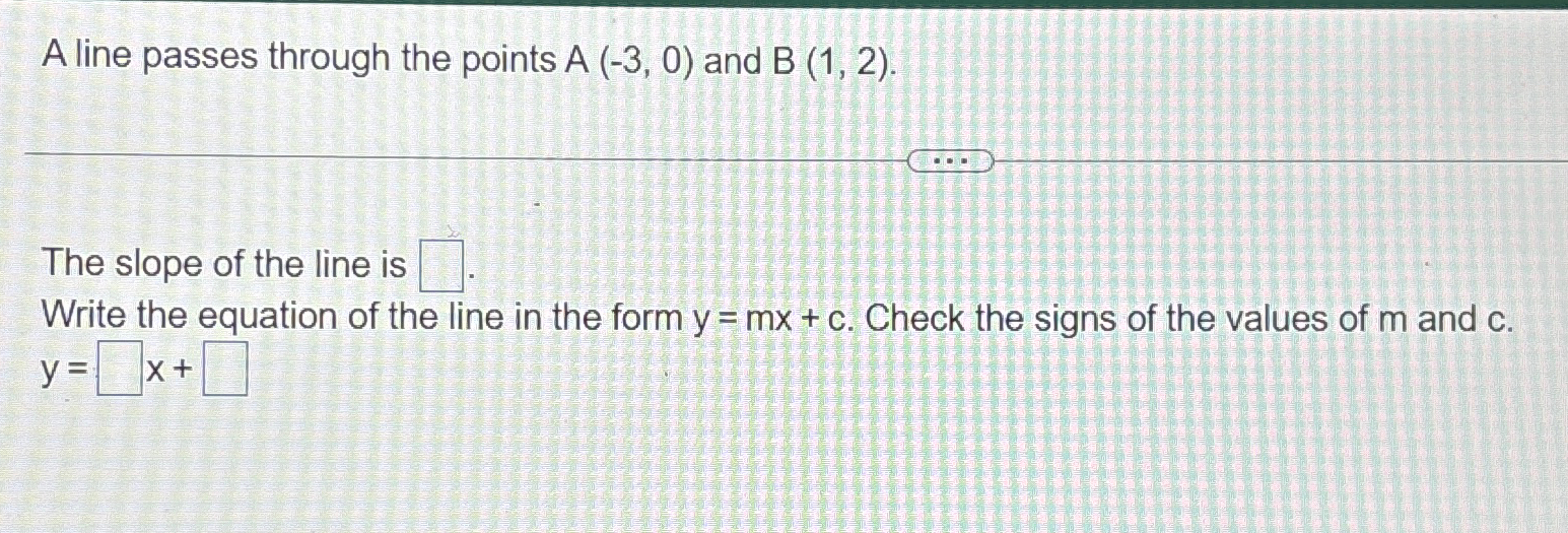 Solved A line passes through the points A(-3,0) ﻿and | Chegg.com