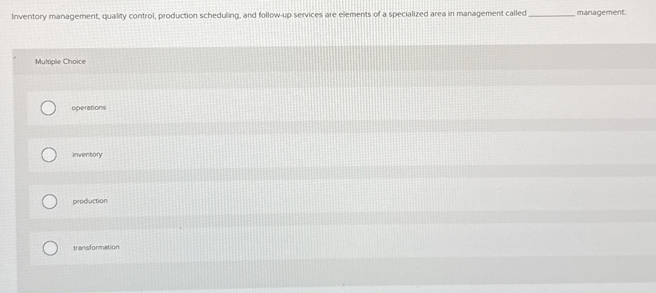 Solved Inventory management, quality control, production | Chegg.com