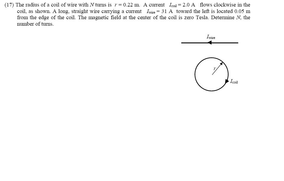 The radius of a coil of wire with N turns is r = 0.22 | Chegg.com