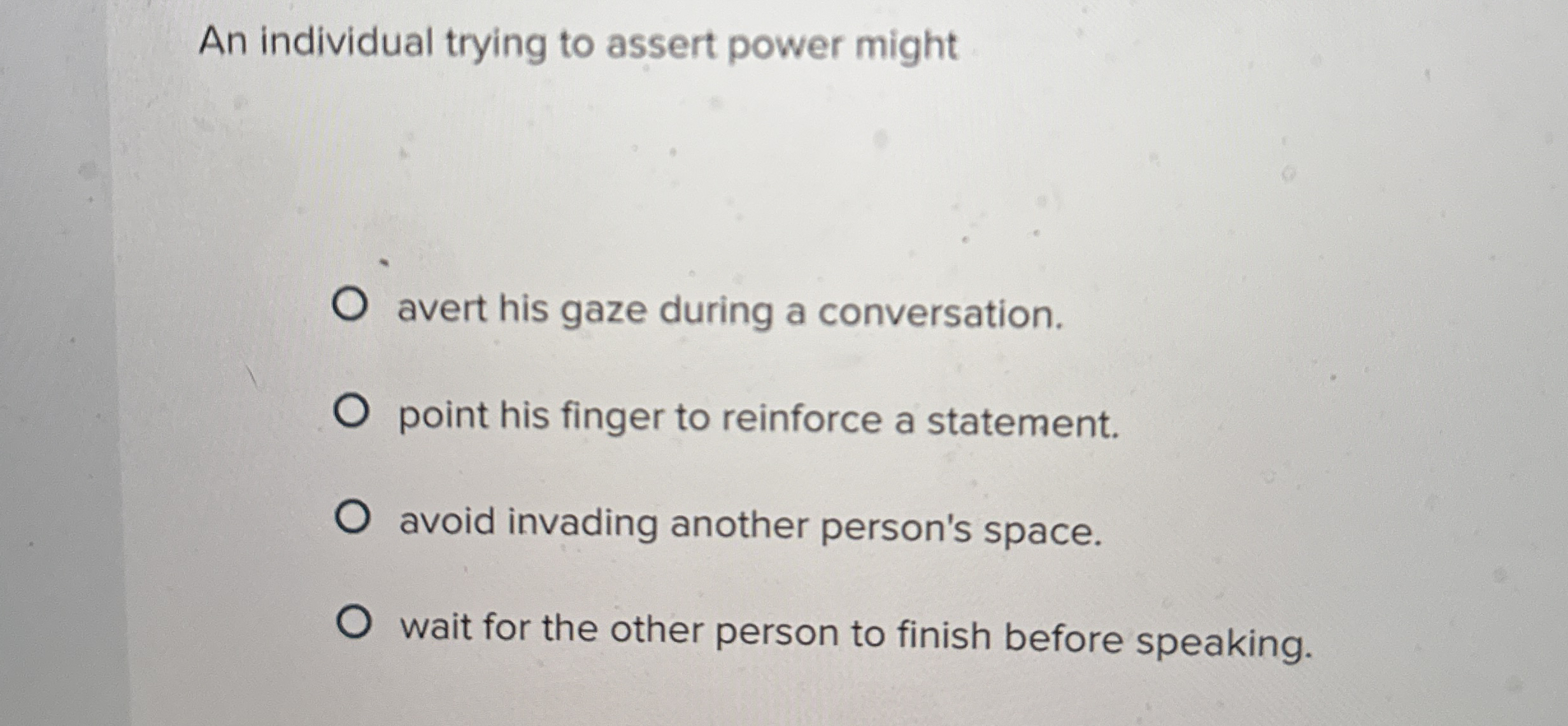 Solved An individual trying to assert power mightavert his | Chegg.com
