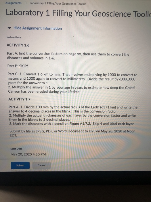 Solved Assignments > Laboratory 1 Filling Your Geoscience | Chegg.com