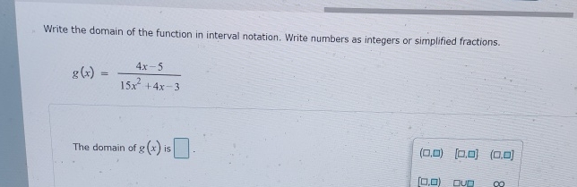 Solved Write the domain of the function in interval | Chegg.com
