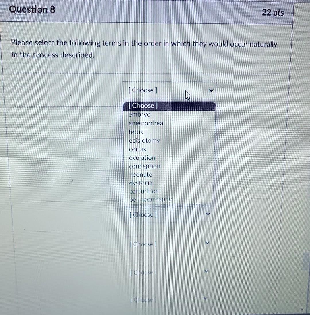 Solved Please select the following terms in the order in | Chegg.com