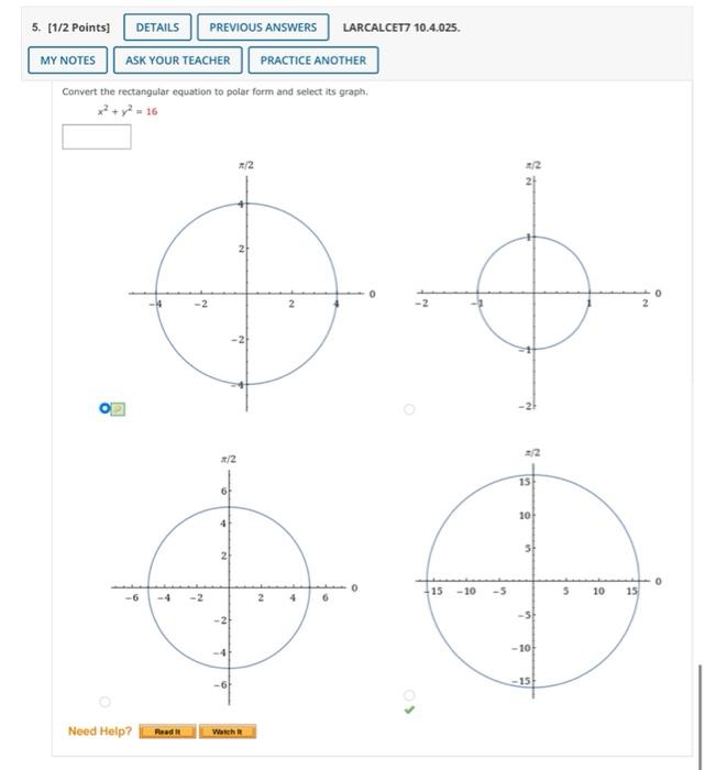 Solved Convert the rectangular equation to polar form and | Chegg.com