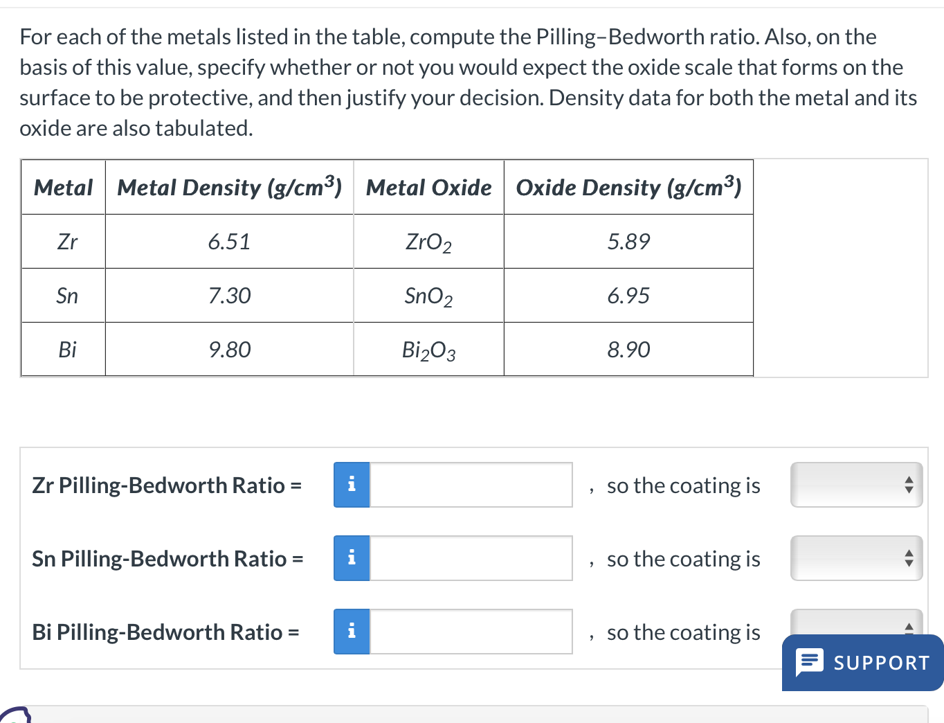 Solved For each of the metals listed in the table, compute | Chegg.com