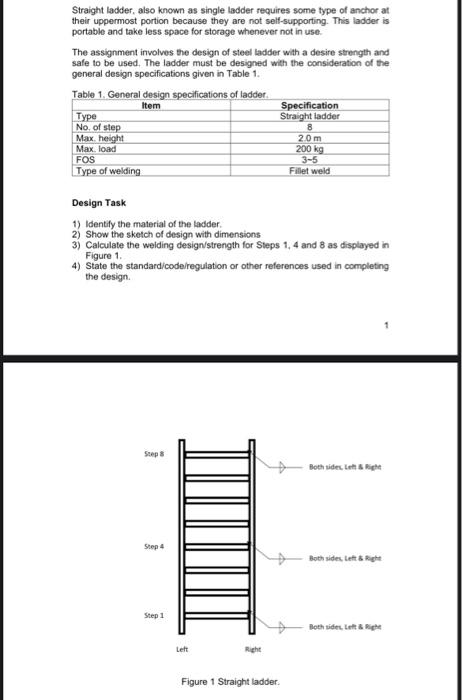 Straight ladder, also known as single ladder requires | Chegg.com
