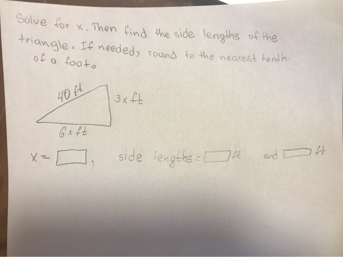 Solved Solve for x. Then find the side lengths of the | Chegg.com