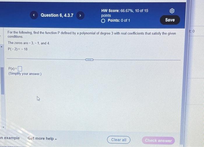 Solved Find A Cubic Polynomial In Standard Form With Real