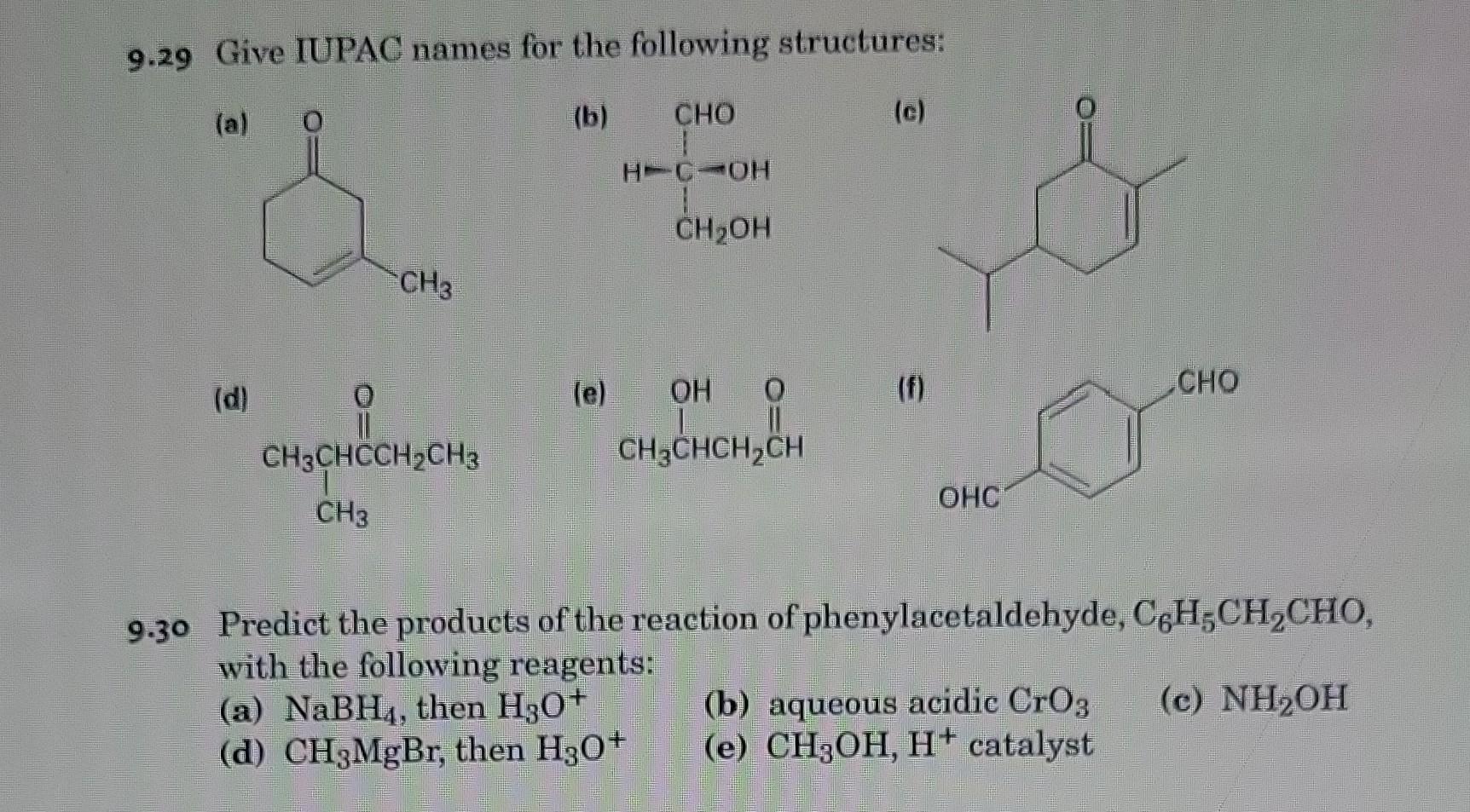 Solved 9.29 Give IUPAC names for the following structures: | Chegg.com