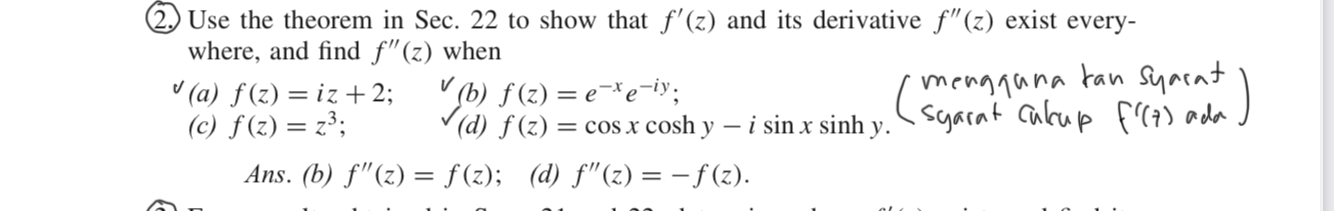 Solved 2. Use the theorem in Sec. 22 to show that f′(z) and | Chegg.com
