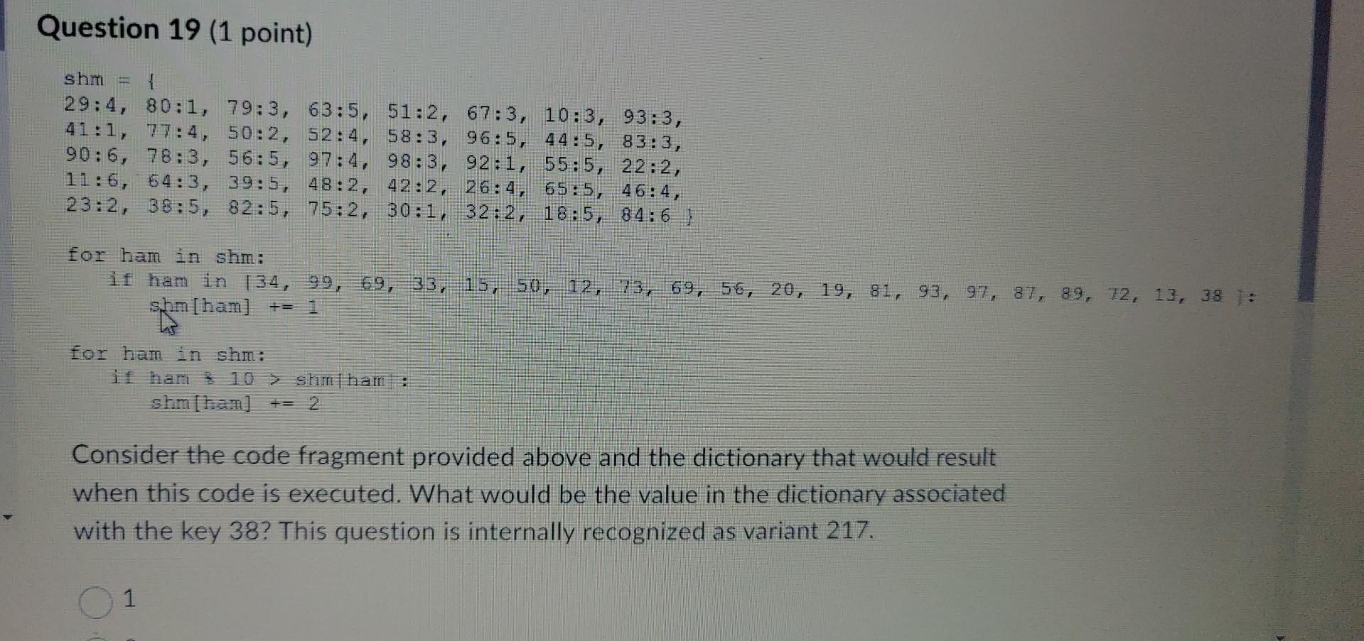 Solved Question 19 (1 point) shm ={ | Chegg.com