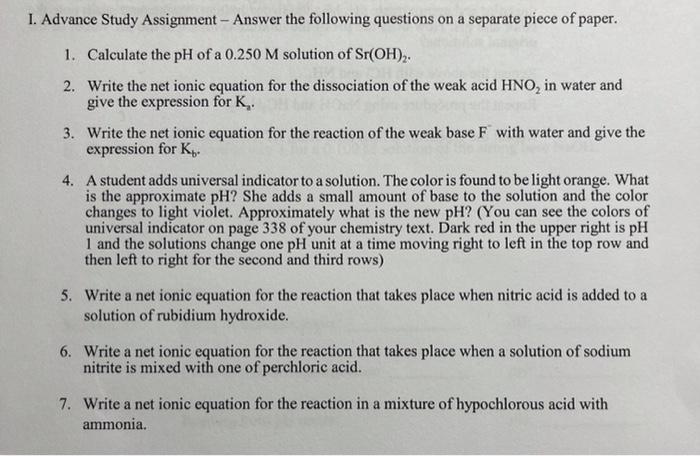 Solved 1. Advance Study Assignment - Answer the following | Chegg.com