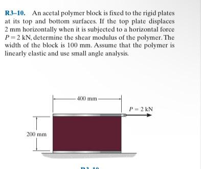 Solved R3-10. An acetal polymer block is fixed to the rigid | Chegg.com