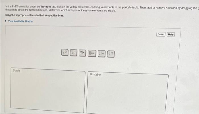 Solved in the PhET simulation under the isotopes tab, click | Chegg.com