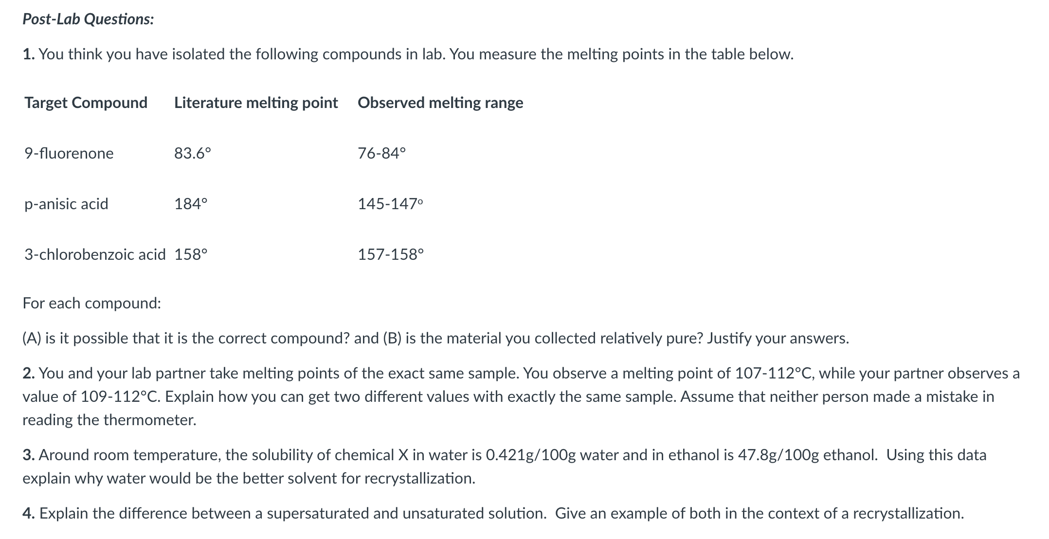 Solved Post-Lab Questions:You think you have isolated the | Chegg.com