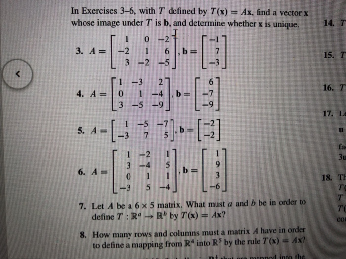 Solved 14 T In Exercises 36 With T Defined By Tx Ax 