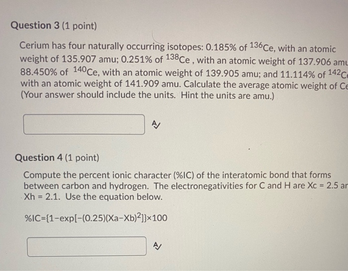 Solved Question 3 (1 point) Cerium has four naturally | Chegg.com