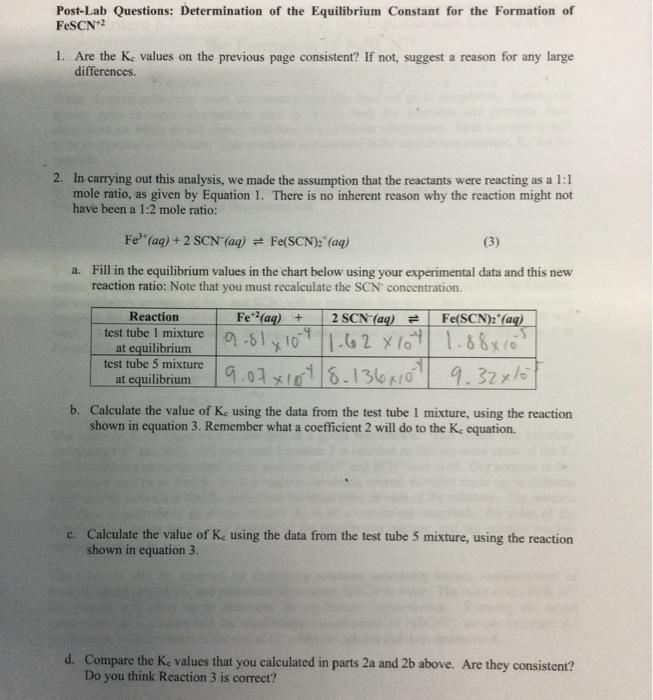 Solved Whint: Set up each mixture as shown in the pre-lab | Chegg.com