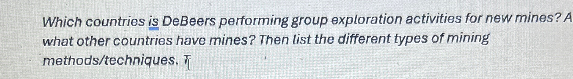 Solved Which countries is DeBeers performing group | Chegg.com