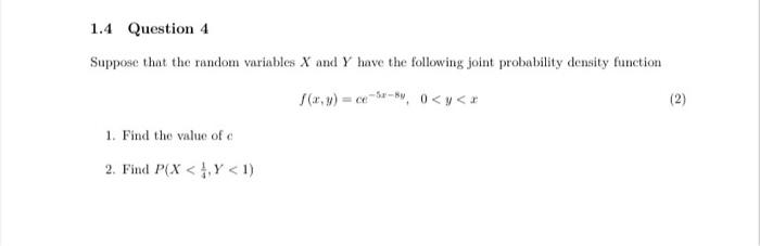 Solved Suppose that the random variables X and Y have the | Chegg.com