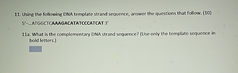 Solved Using the following DNA template strand sequence, | Chegg.com