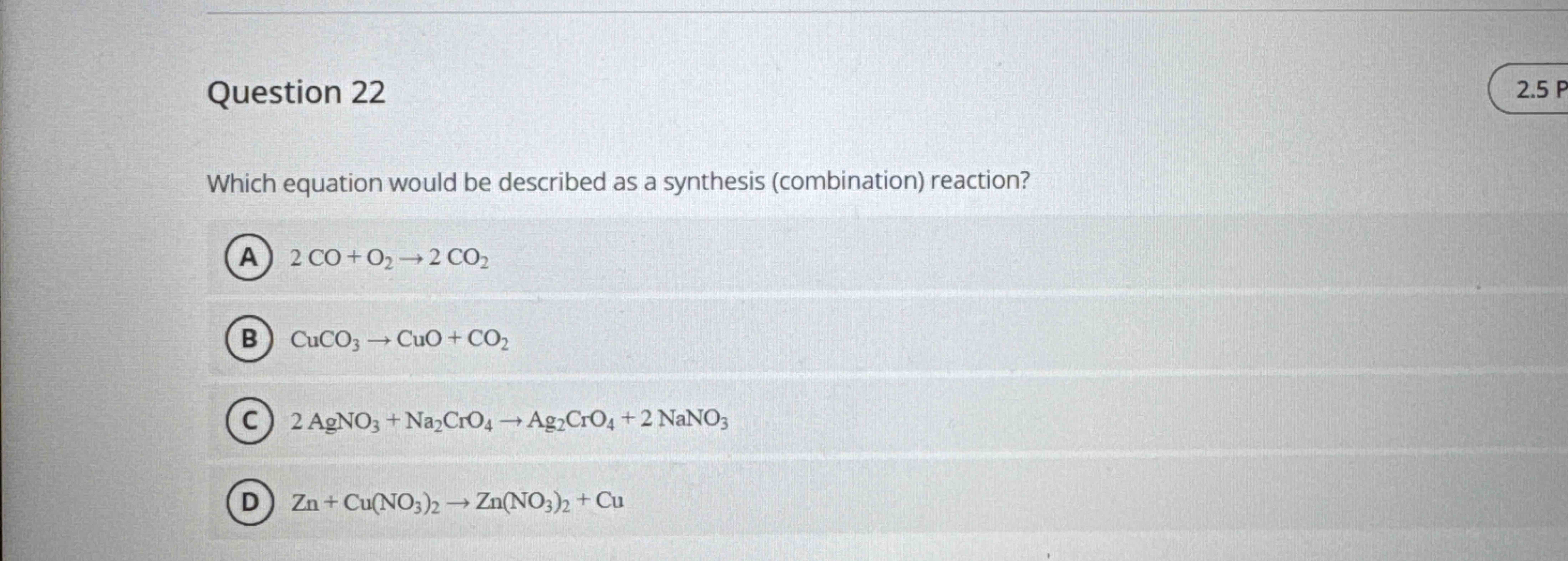 Solved Question 22Which equation would be ﻿described as ﻿a | Chegg.com