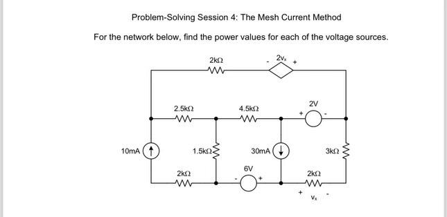 Solved Problem-Solving Session 4: The Mesh Current Method | Chegg.com