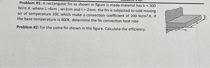 Solved Problem #1: A rectangular fin as shown in figure is | Chegg.com