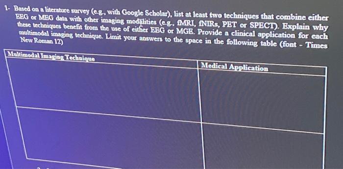 Solved 1- Based on a literature survey (eg., with Google | Chegg.com