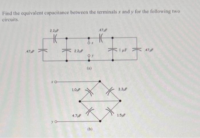 Solved Find the equivalent capacitance between the terminals | Chegg.com
