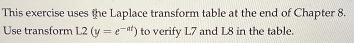 Solved This exercise uses the Laplace transform table at the | Chegg.com