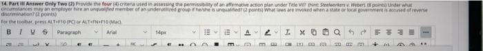 14. Partill Answer Only Two (2) Provide the four (4) | Chegg.com