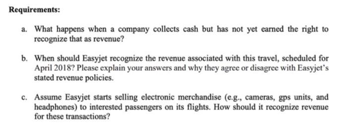 Solved In its 2016 annual report, Easyjet reports the | Chegg.com