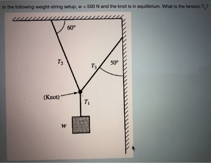 Solved In the following weight-string setup, w = 500 N and | Chegg.com