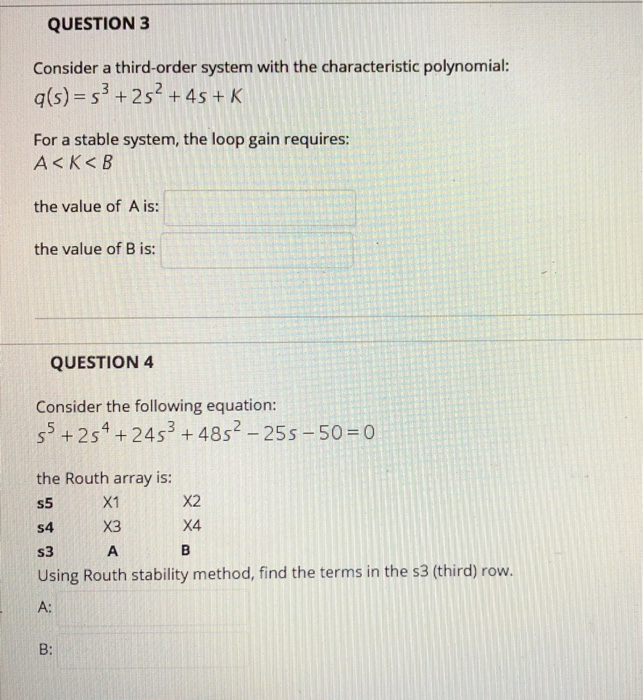 Solved QUESTION 3 Consider a third-order system with the | Chegg.com