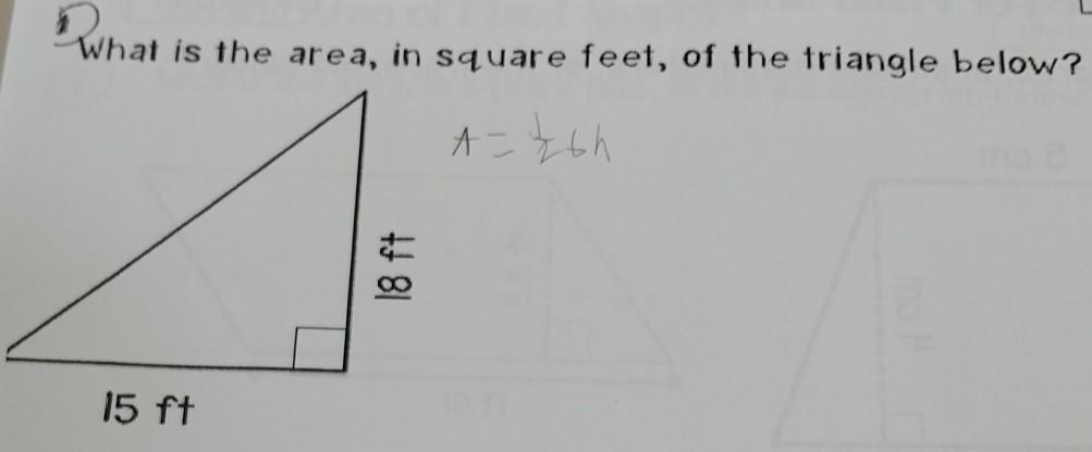 Solved What is the area, in square feet, of the triangle | Chegg.com