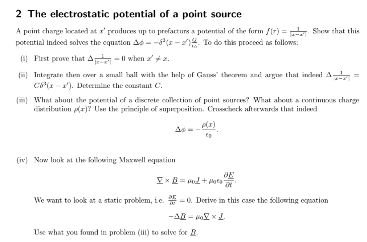Solved 2 ﻿The electrostatic potential of a point sourceA | Chegg.com