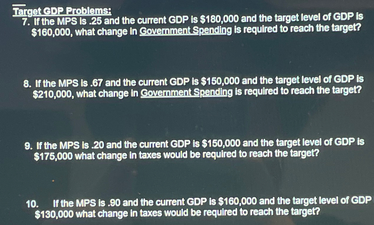 Solved Farget CDP Problems:7. ﻿If the MPS is . 25 ﻿and the | Chegg.com