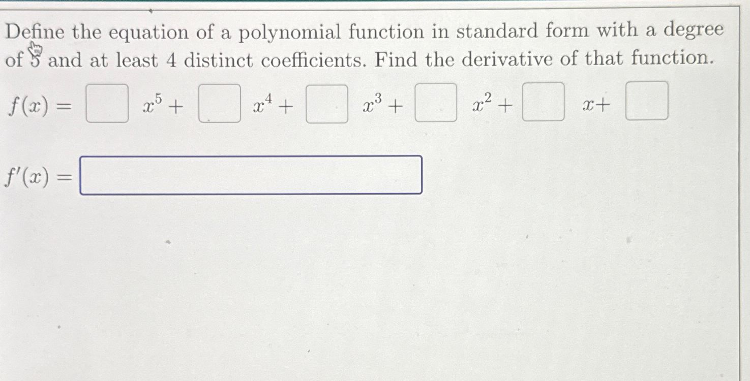 Solved Define the equation of a polynomial function in | Chegg.com