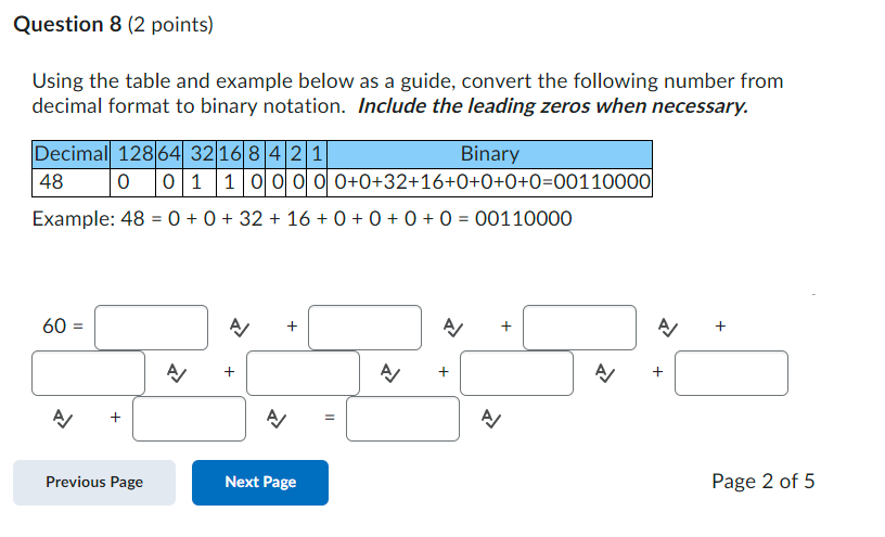 Question 8 (2 points)Using the table and example | Chegg.com Question 8 (2 points)Using the table and example | Chegg.com