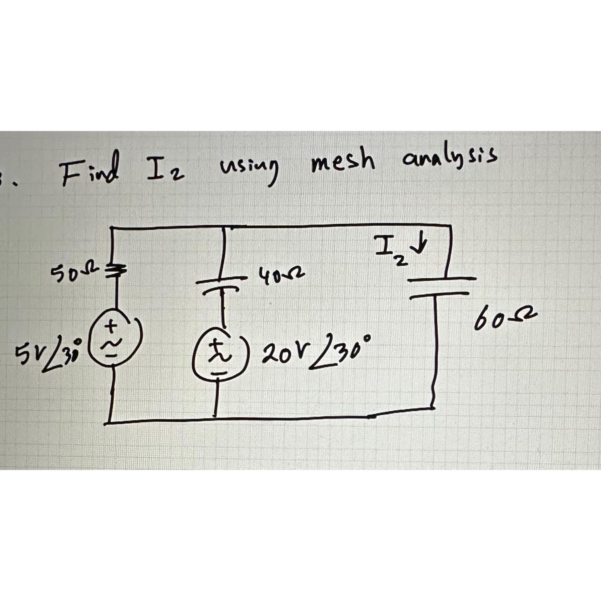 Solved Find I2 ﻿using mesh analysis | Chegg.com