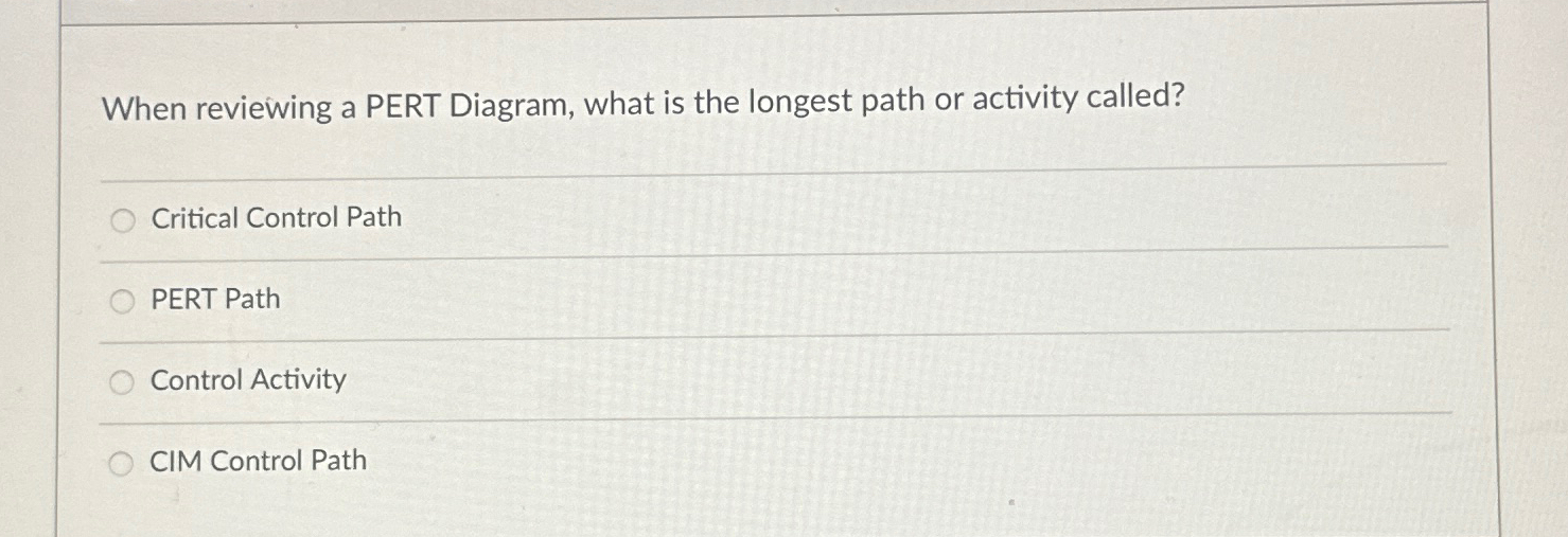 Solved When reviewing a PERT Diagram, what is the longest | Chegg.com