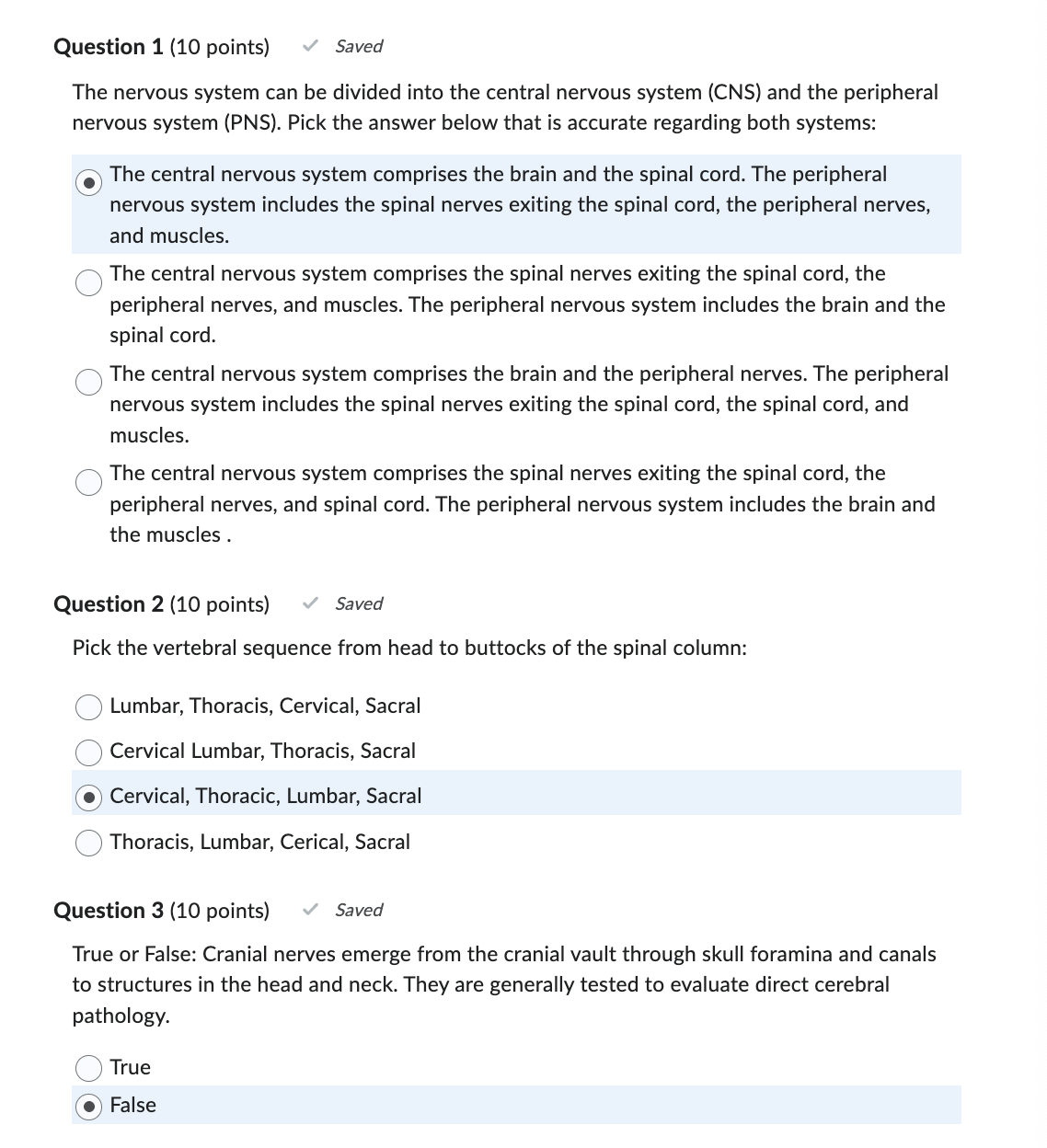 Solved Question 1 (10 ﻿points)SavedThe nervous system can be | Chegg.com