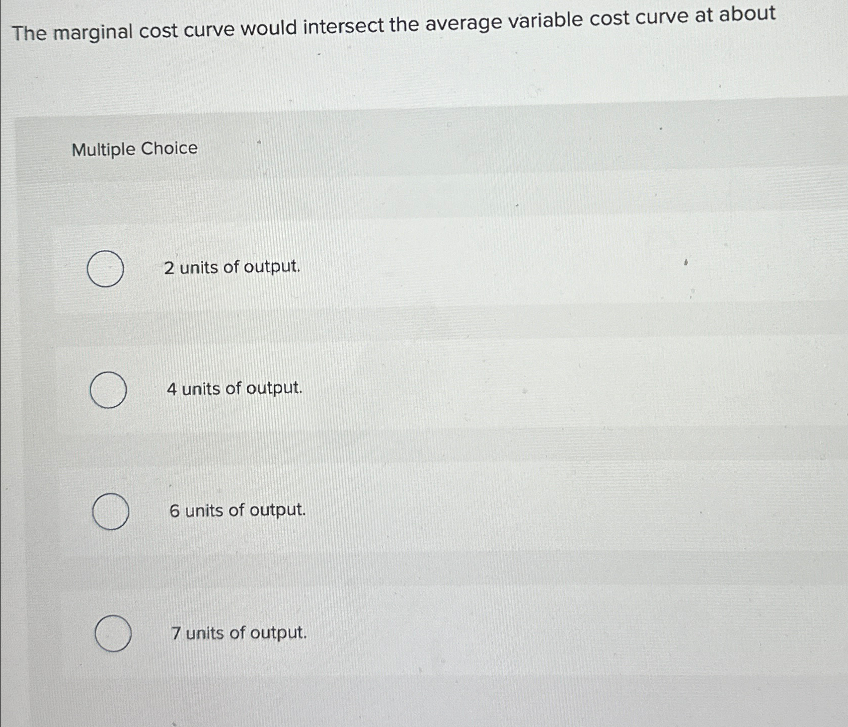 Solved The marginal cost curve would intersect the average | Chegg.com
