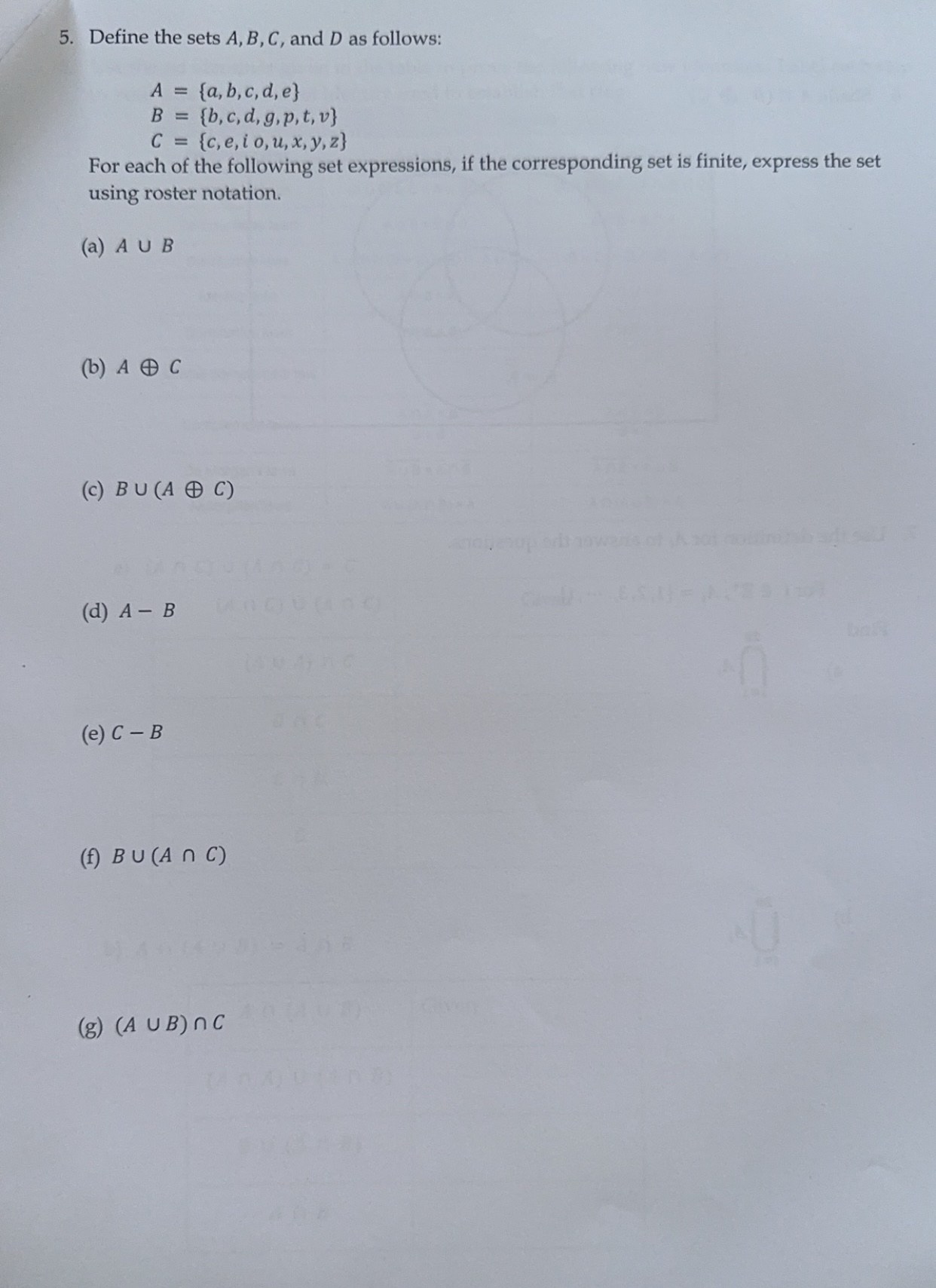 Solved Define the sets A,B,C, ﻿and D ﻿as | Chegg.com