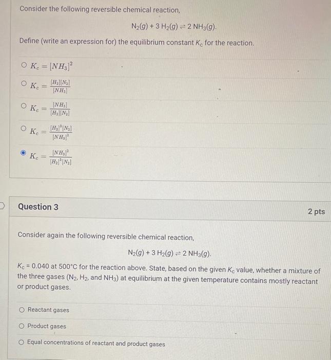Solved Consider the following reversible chemical reaction, | Chegg.com