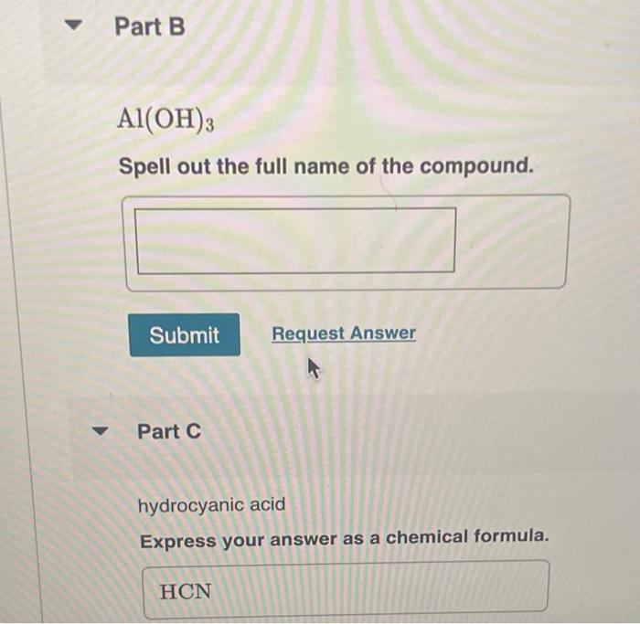 Solved For the following acids and bases, supply a formula | Chegg.com