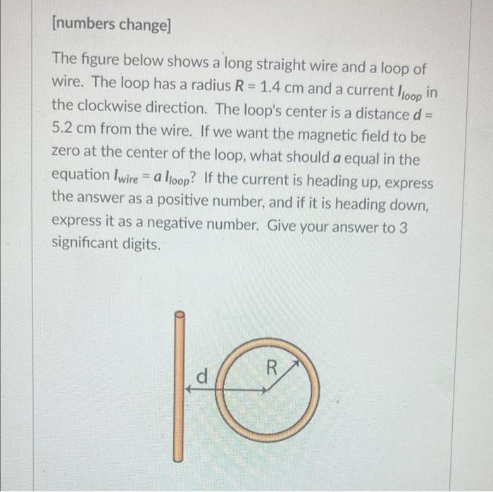 Solved [numbers change] The figure below shows a long | Chegg.com