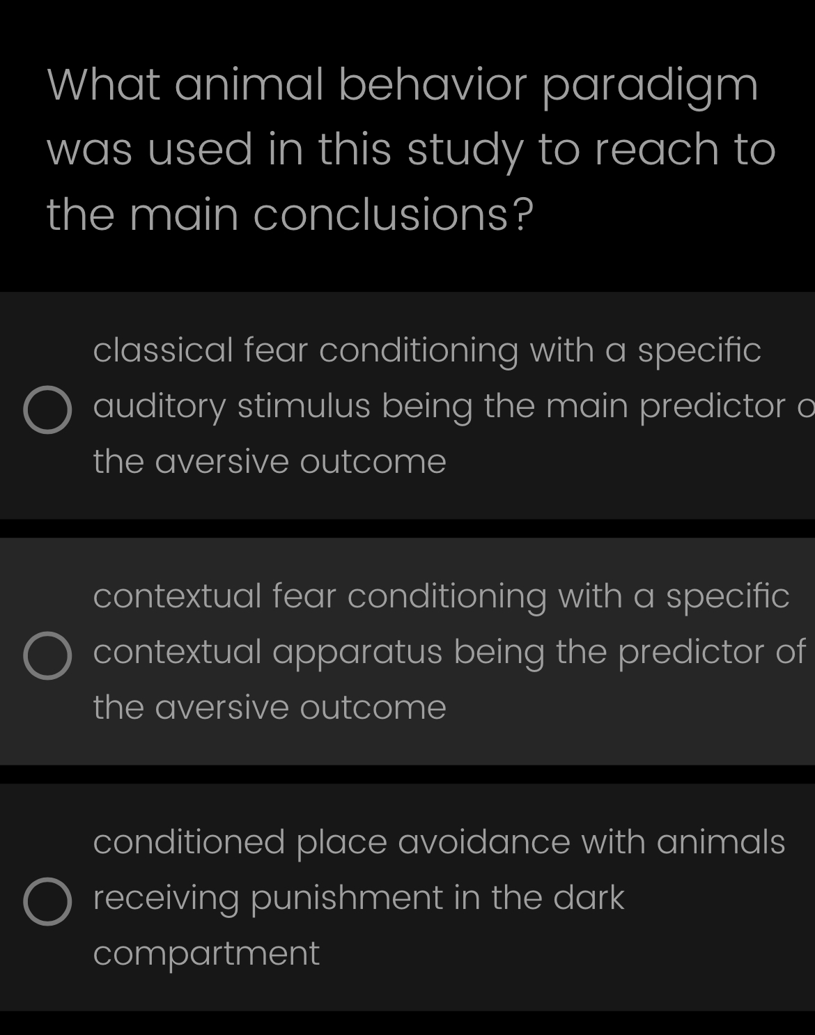 Solved What animal behavior paradigm was used in this study | Chegg.com